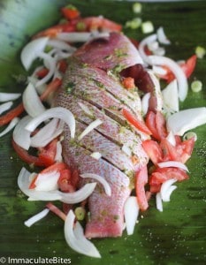 Fish in banana leaf (Liboke de poisson) - Immaculate Bites