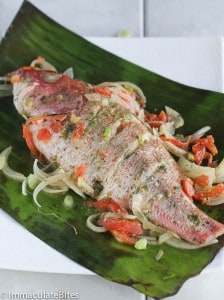 Fish in banana leaf (Liboke de poisson) - Immaculate Bites